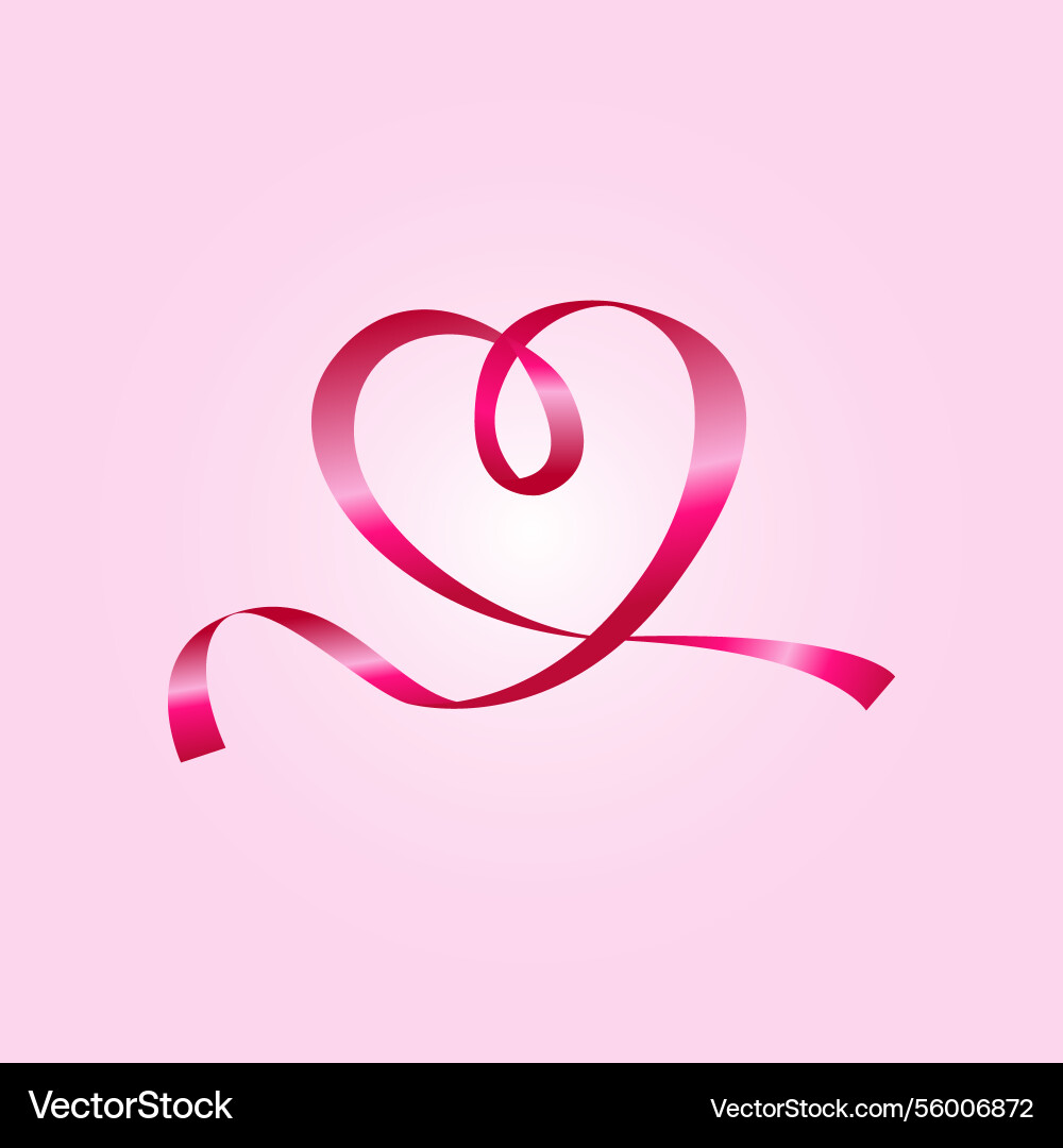 Heart made pink ribbon art Royalty Free Vector Image