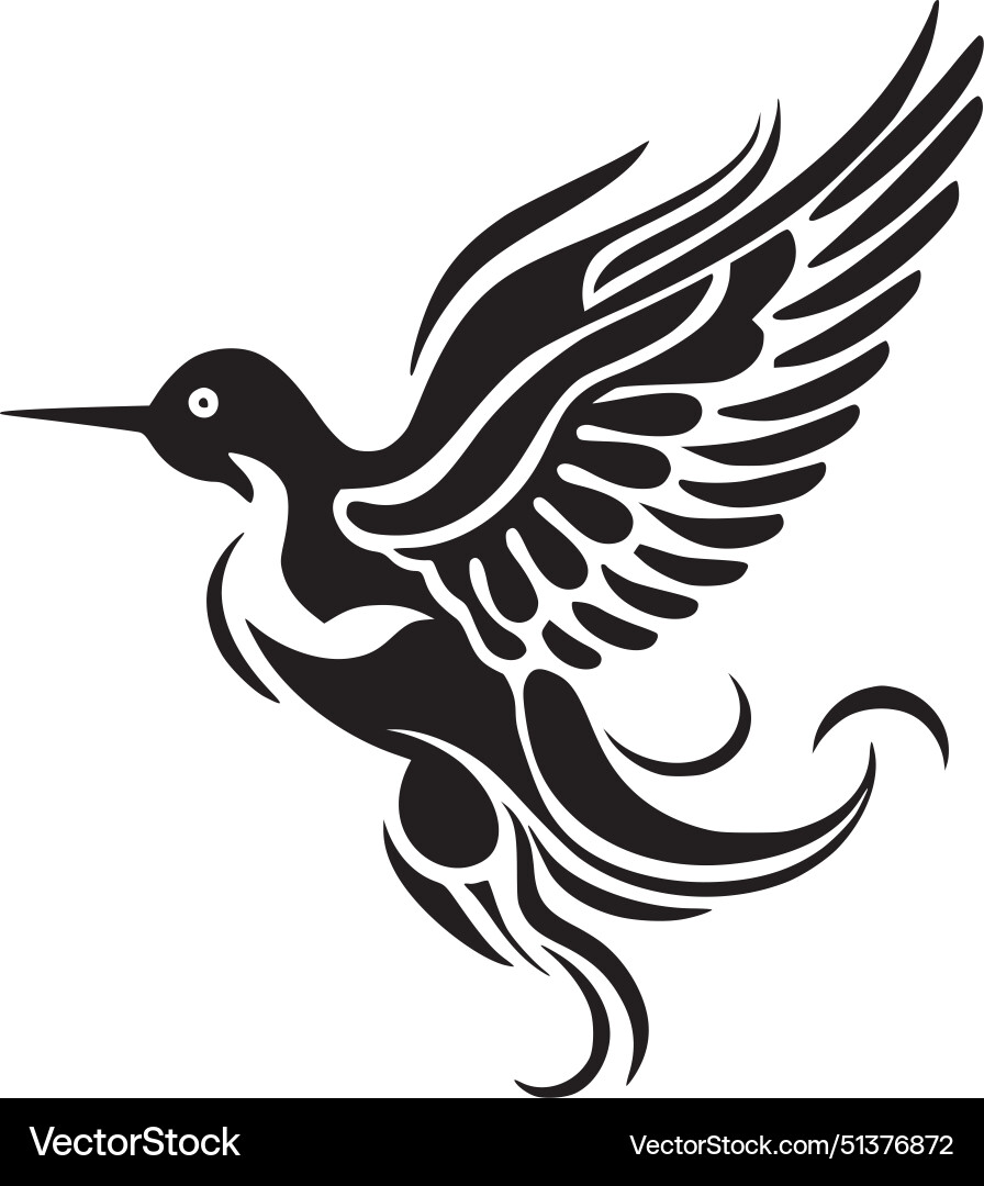 Hummingbird - black and white Royalty Free Vector Image