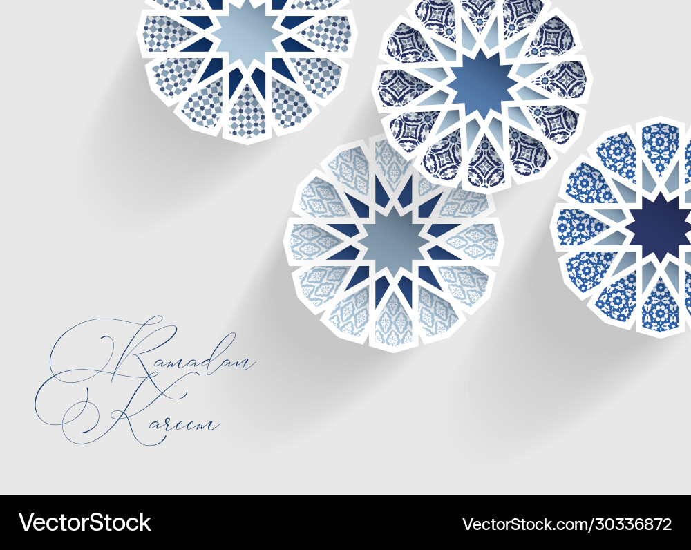 Islamic Tile Patterns - Blue & White Vector Image