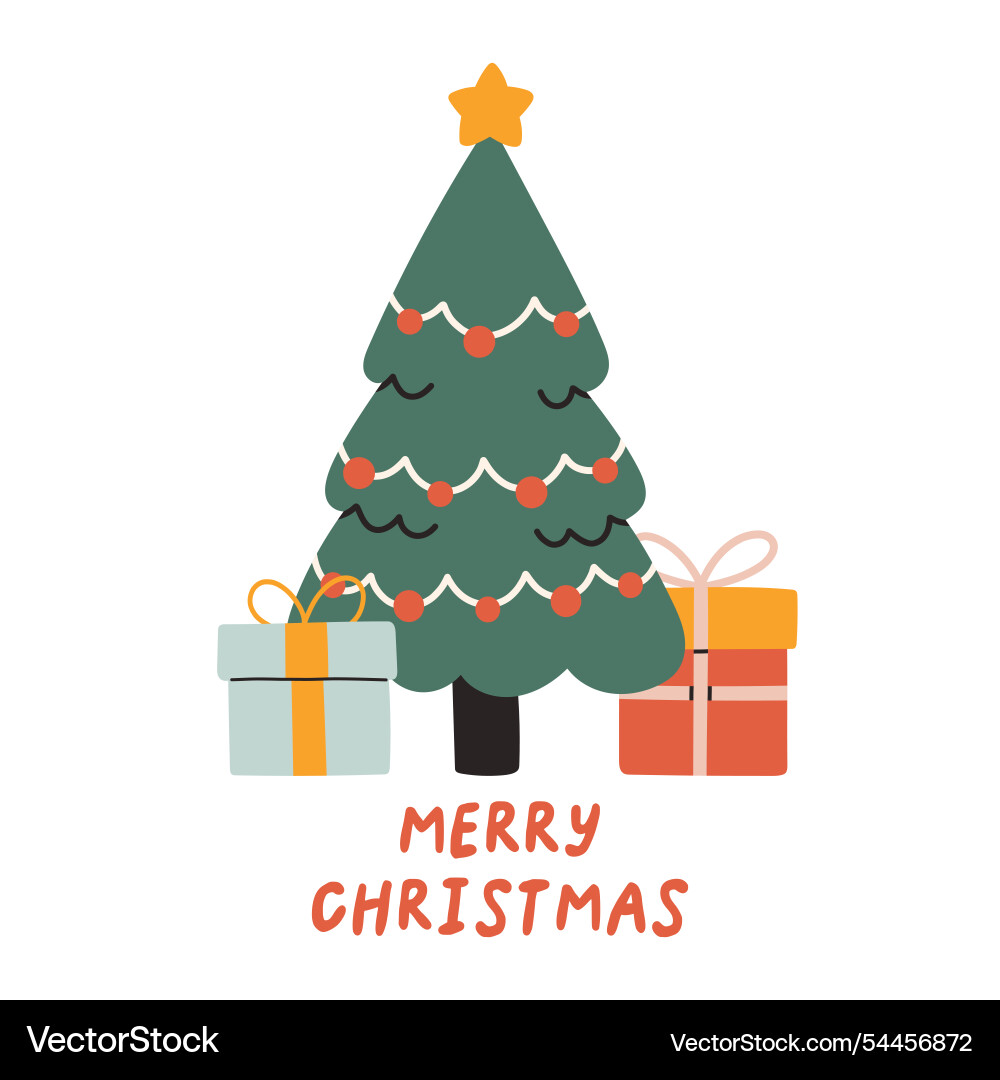 Merry christmas simple card on white background Vector Image