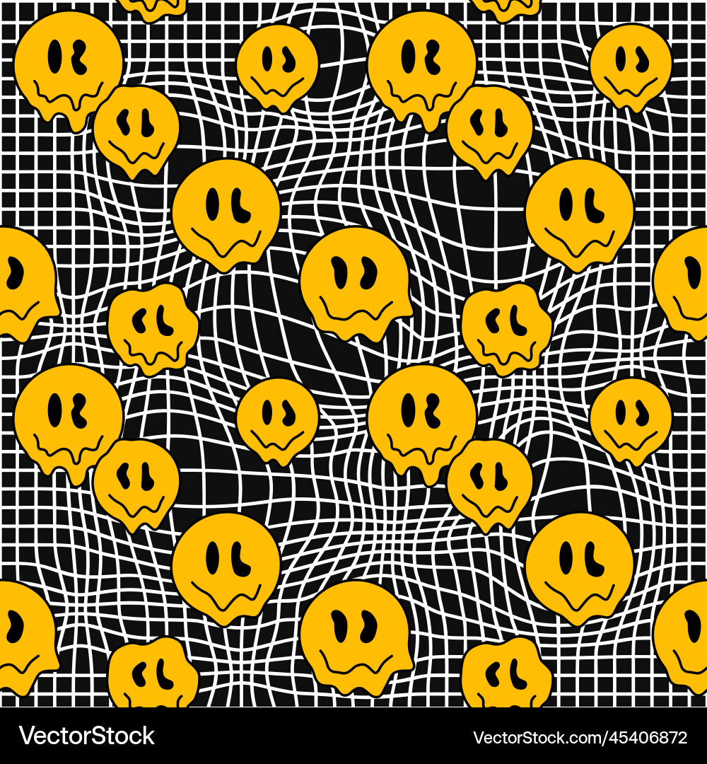 Perspective gridsmile facemelt psychedelic acid Vector Image