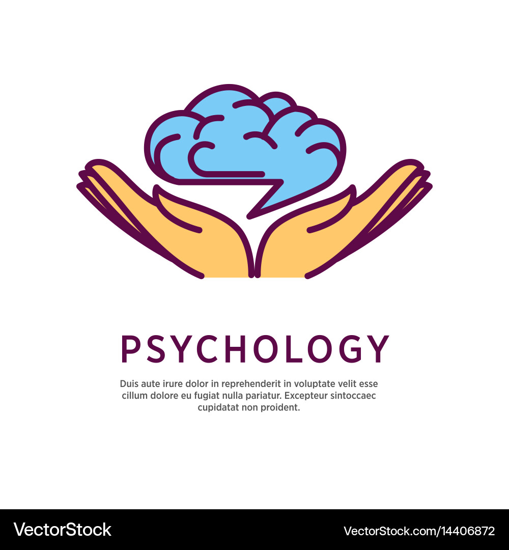 Psychology logo design with open hand palms Vector Image