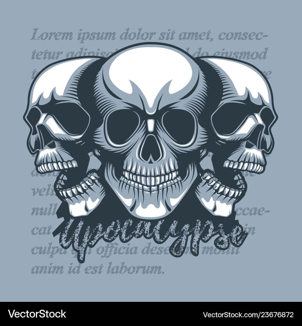 Three skulls looking in different directions Vector Image