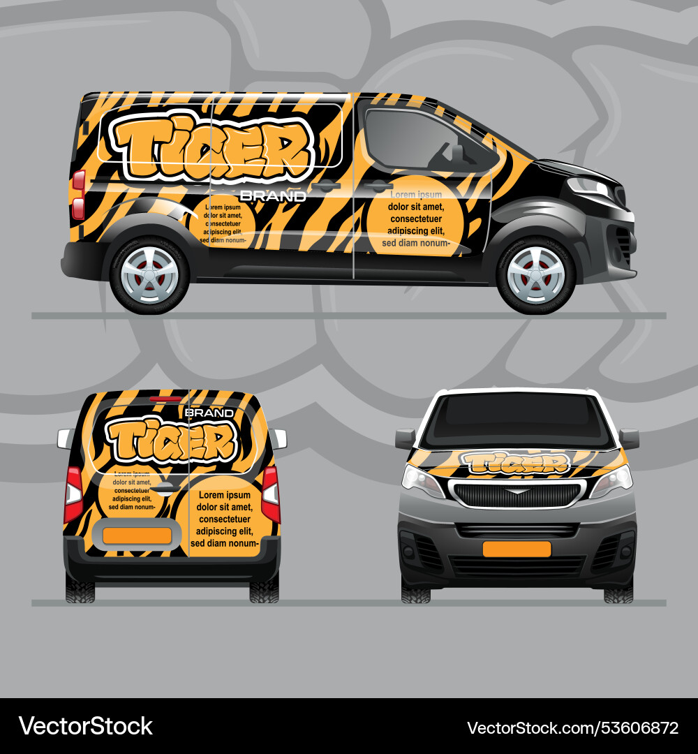 Tiger business minivan painted from all sides Vector Image