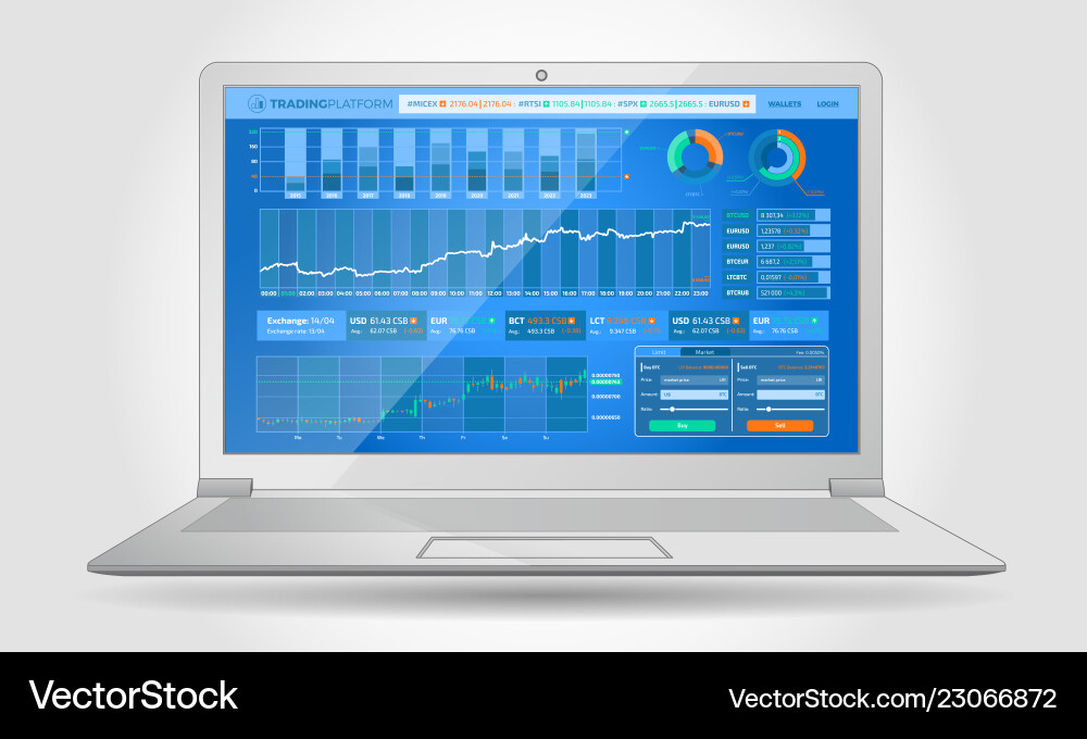 Trading platform interface with infographic Vector Image