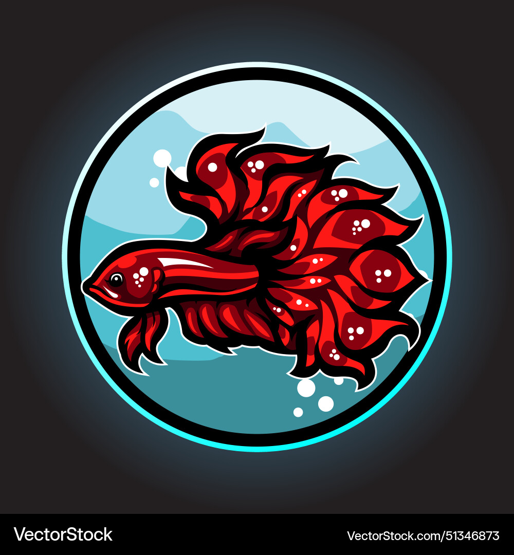 Betta fish mascot esport logo design Royalty Free Vector