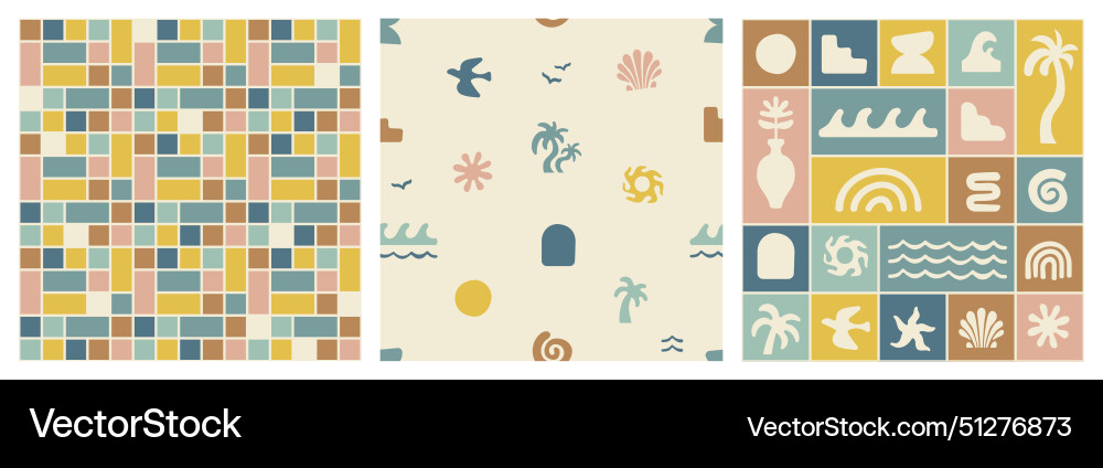 Boho groovy palm tree beach sun sea surf club Vector Image