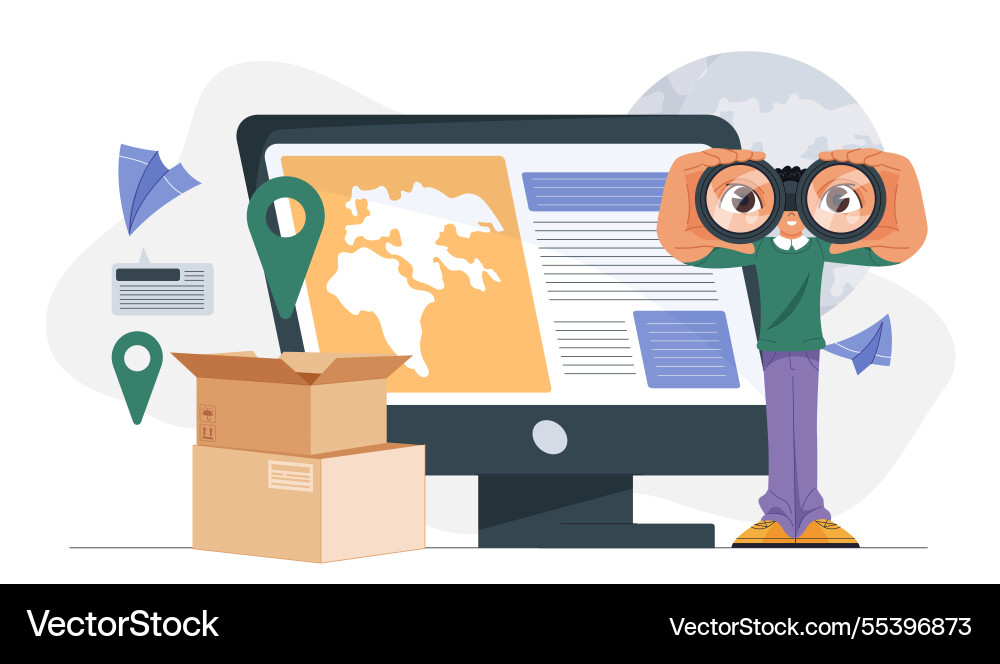 Logistics tracking concept with man using Vector Image