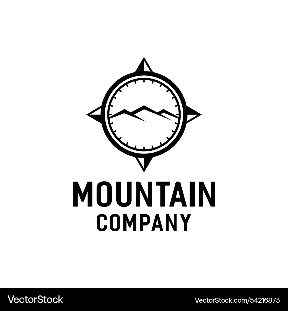 Mountain compass logo design Royalty Free Vector Image