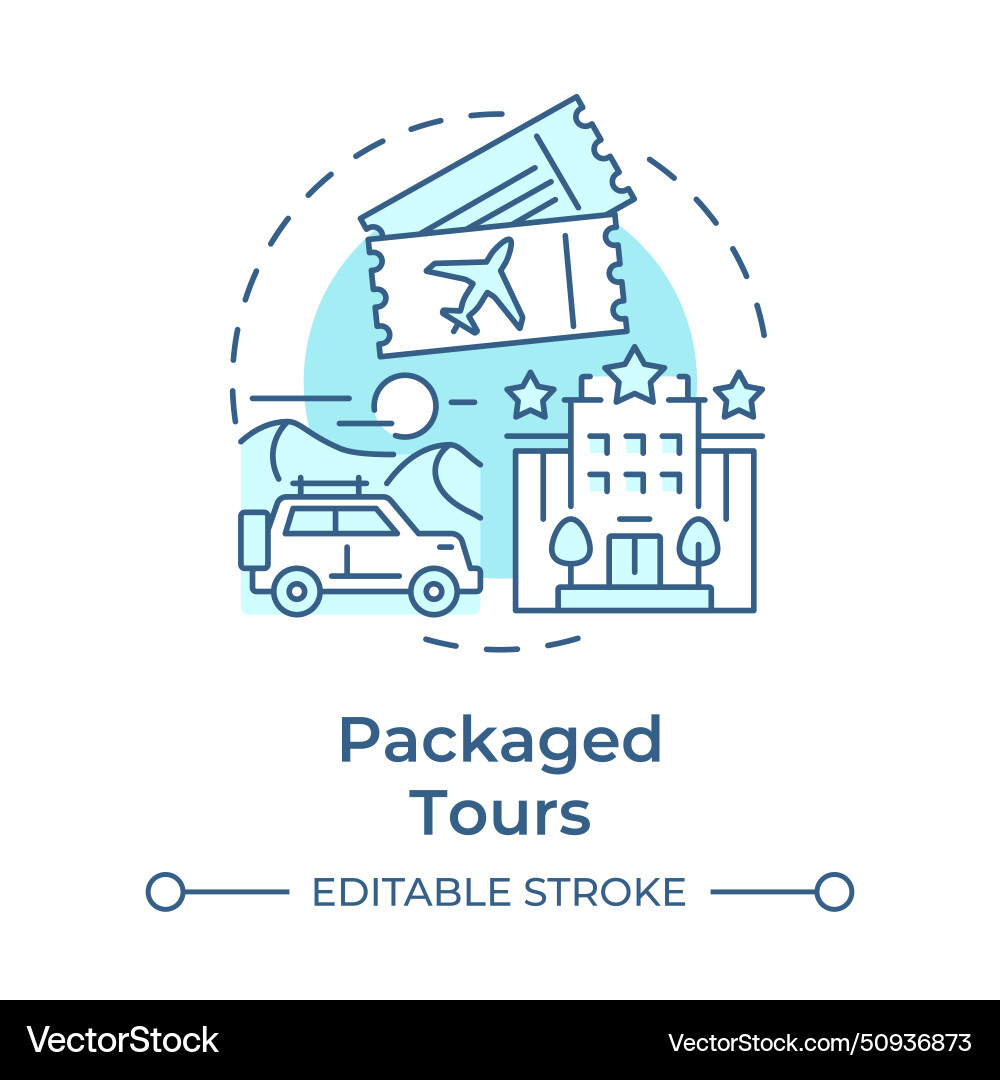 Packaged tours soft blue concept icon Royalty Free Vector