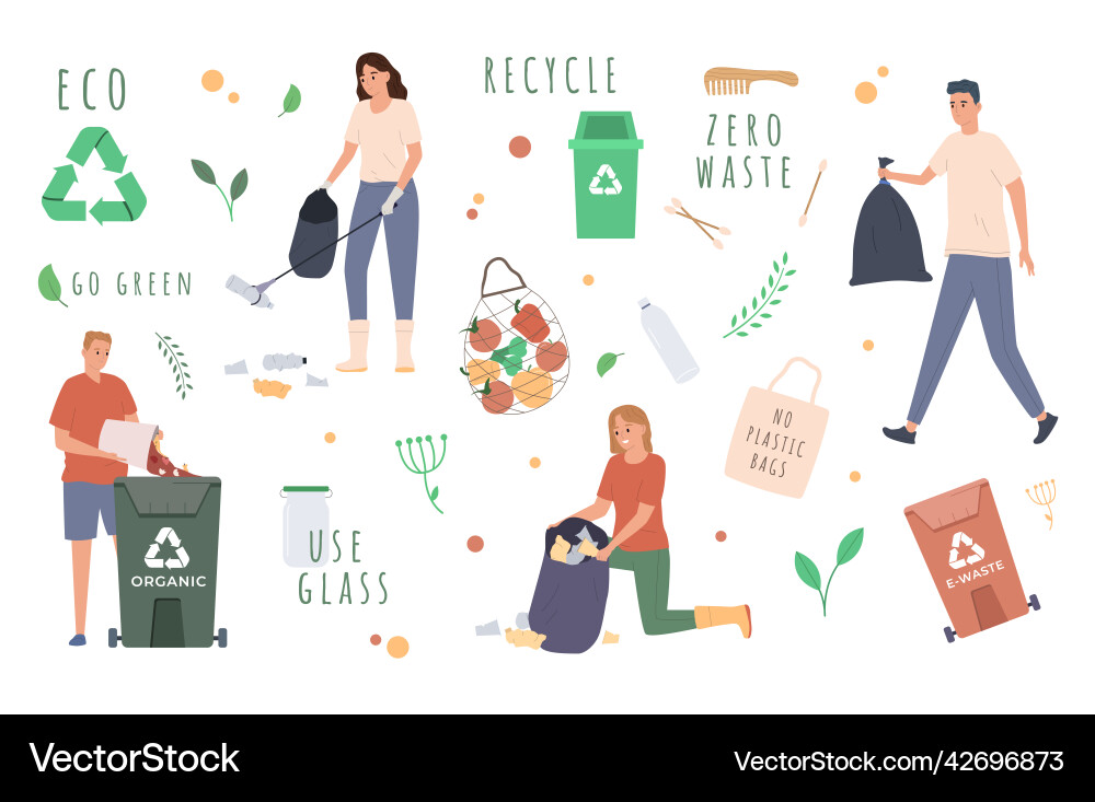 People sorting waste background Royalty Free Vector Image