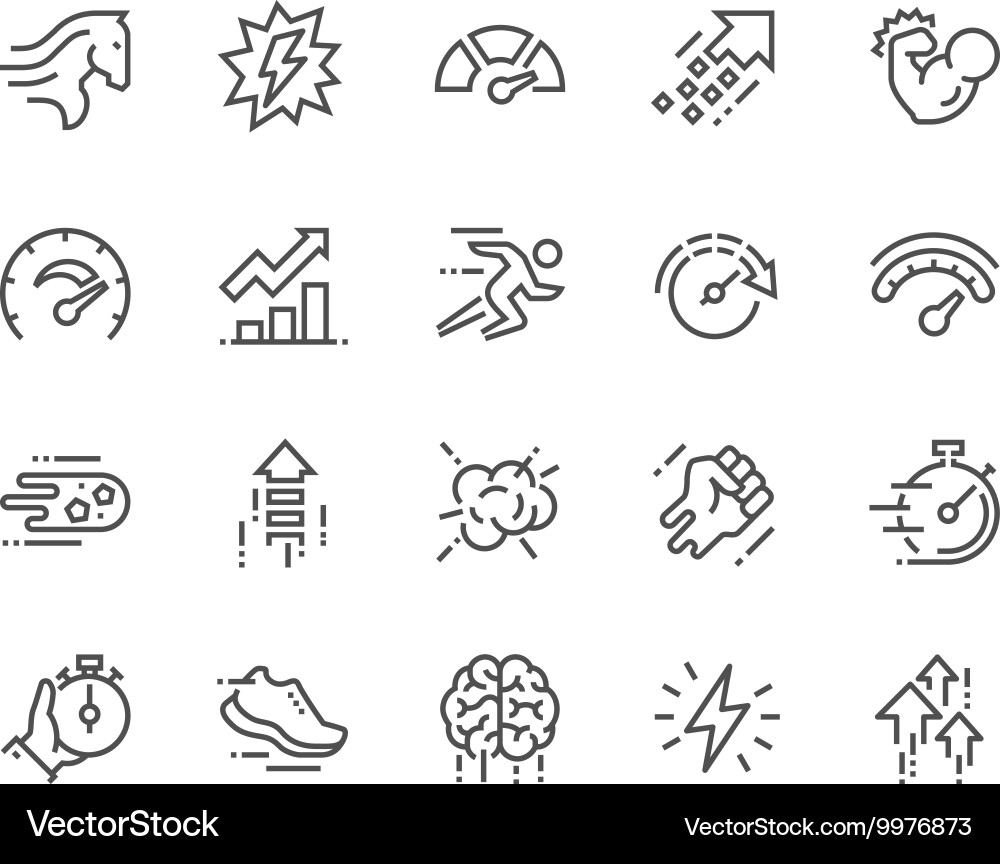 Performance Line Icons - Speed & Growth Vector Image