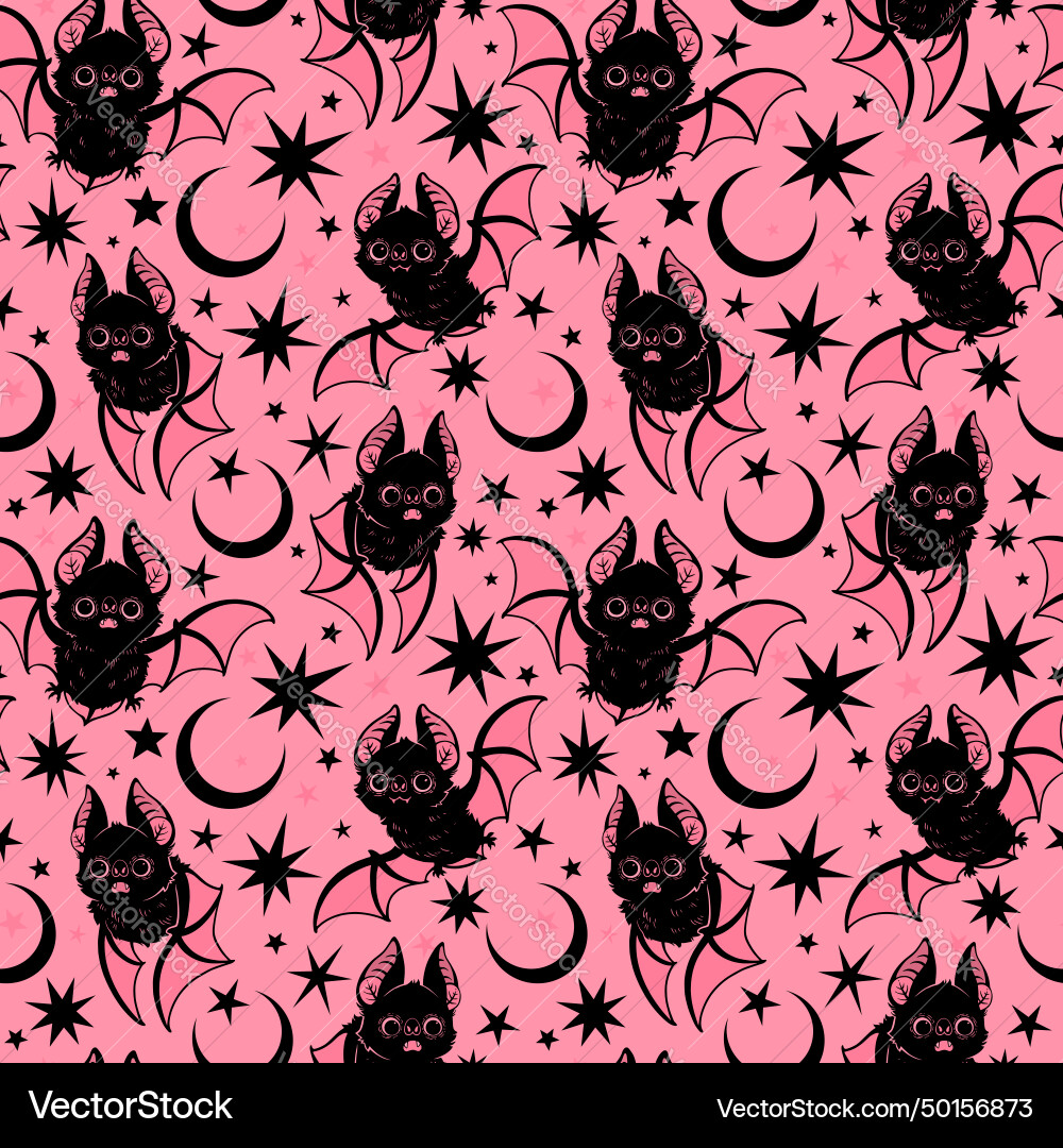 Pink Bat Seamless Pattern Royalty Free Vector Image