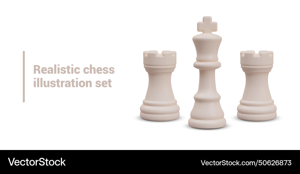 Realistic chess king and two rooks white game Vector Image