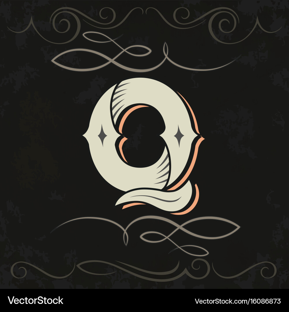 Retro style western letter design q Royalty Free Vector