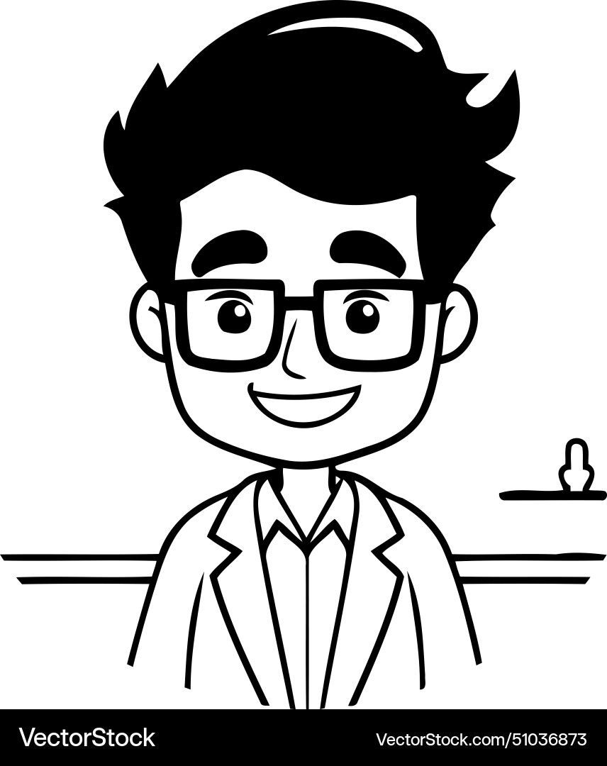 Scientist man icon flat design isolated Royalty Free Vector