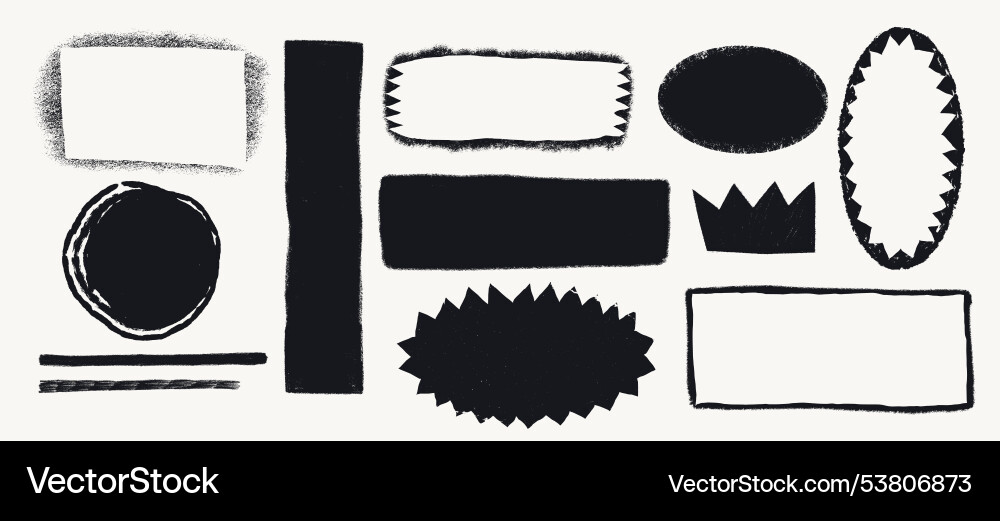 Simple shapes with rough torn edges grunge style Vector Image