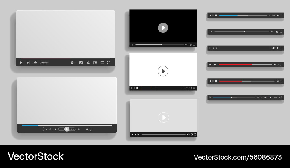 Video player interface and audio Royalty Free Vector Image