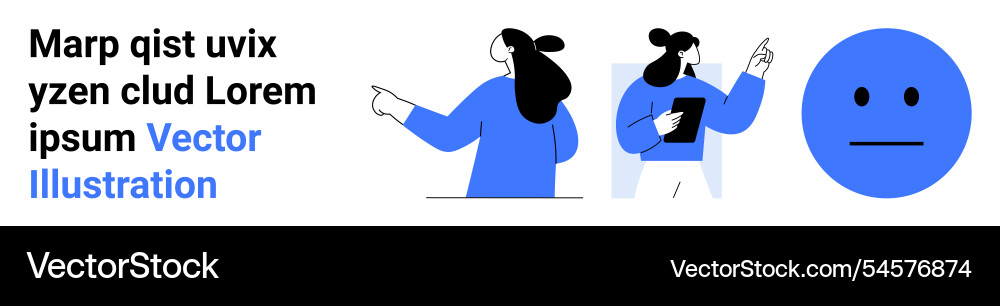 Animated characters discussing ideas and blue Vector Image