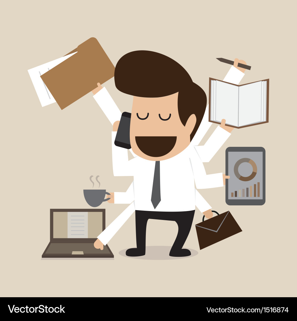 Businessman with multi tasking and skill Vector Image
