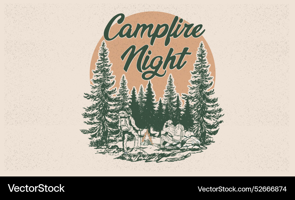 Camp night summer artwork Royalty Free Vector Image