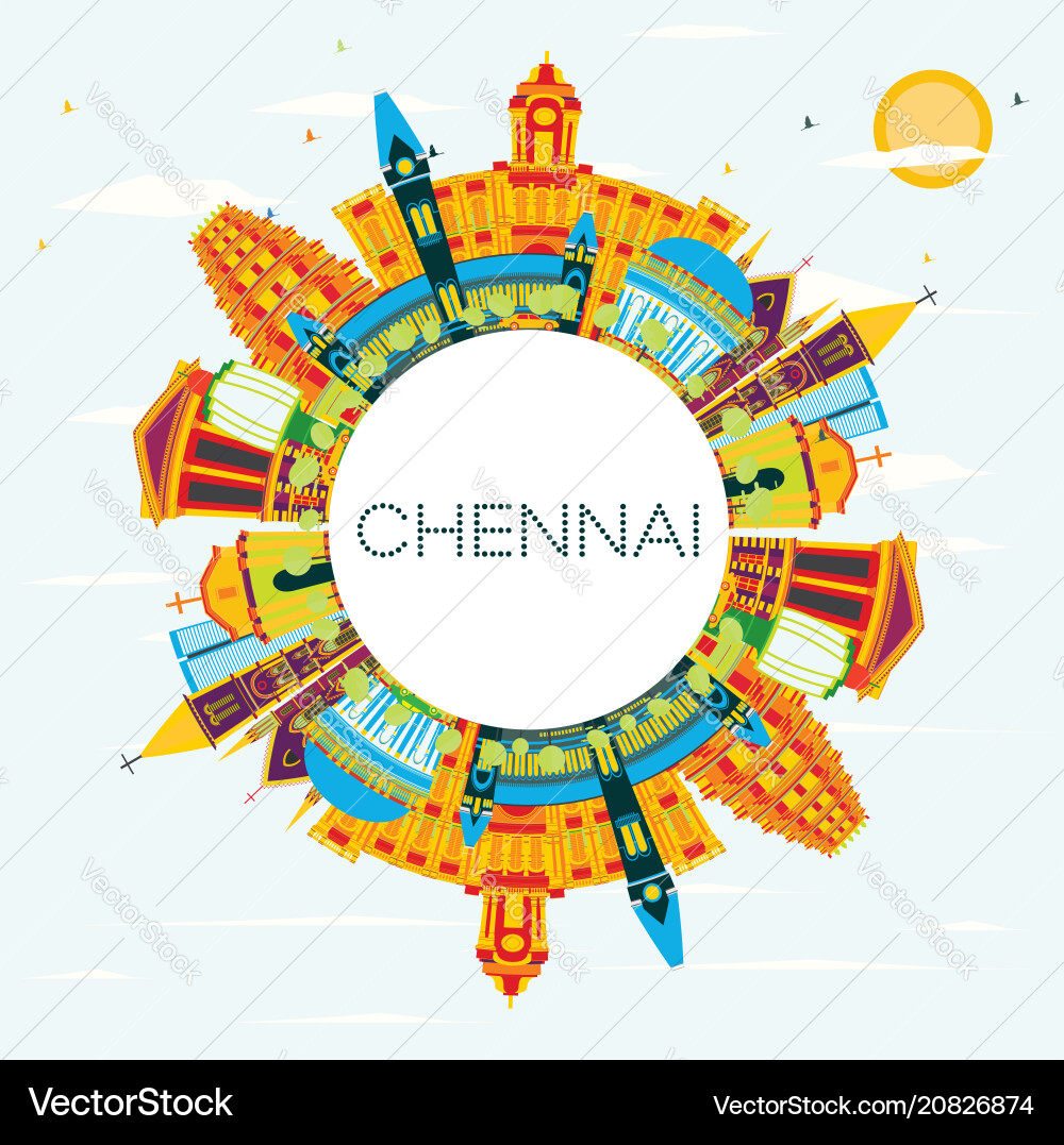 Chennai City Skyline Royalty Free Vector Image