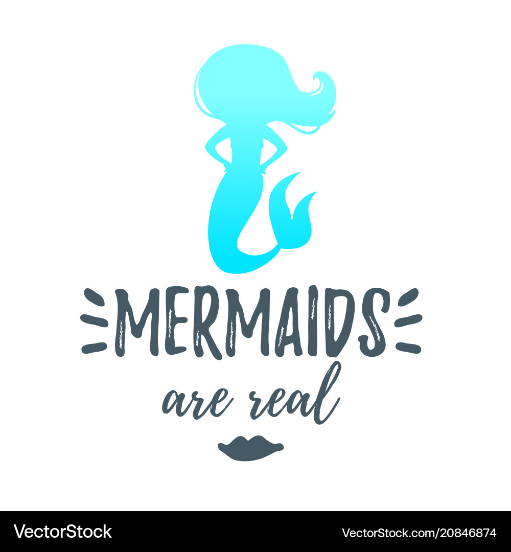 Cute mermaid silhouette Royalty Free Vector Image