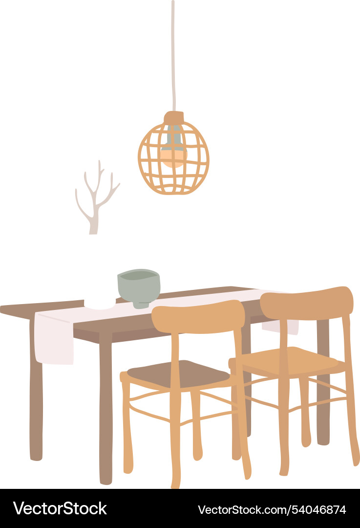 Home interior composition with table Royalty Free Vector