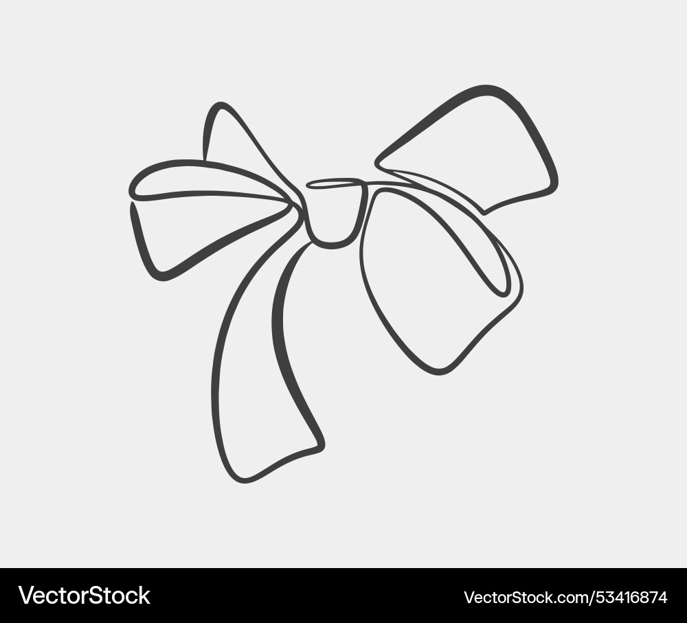 Minimalist line drawing of a bow Royalty Free Vector Image