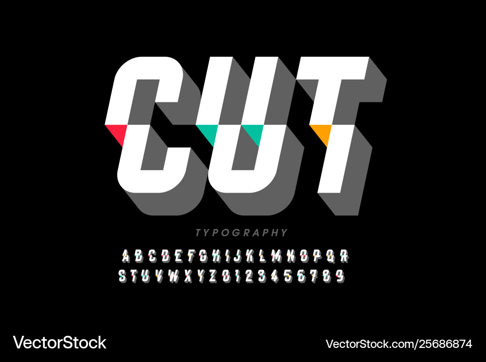 Modern style 3d alphabet Royalty Free Vector Image