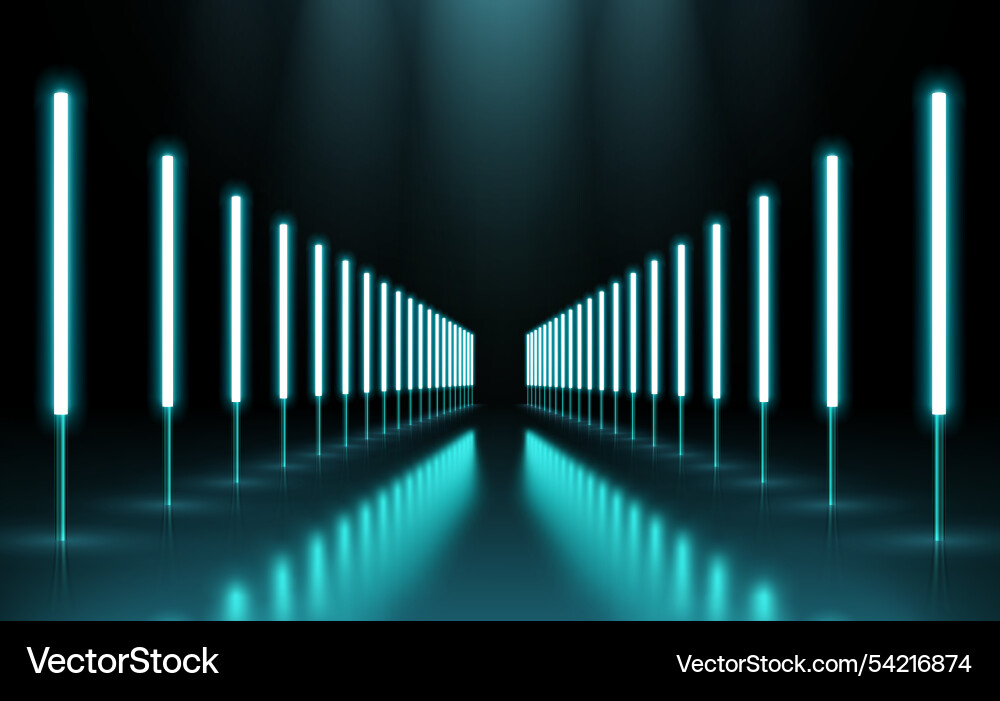 Neon Corridor Lights Royalty Free Vector Image