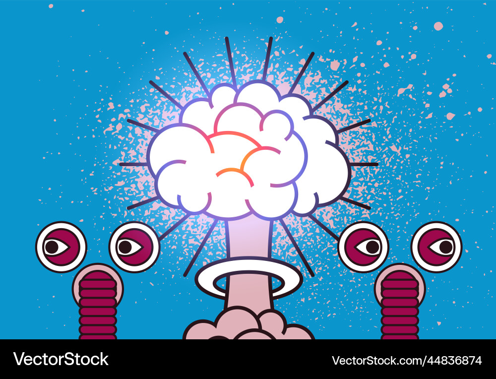 Nuclear mushroom explosion brain cartoon design Vector Image