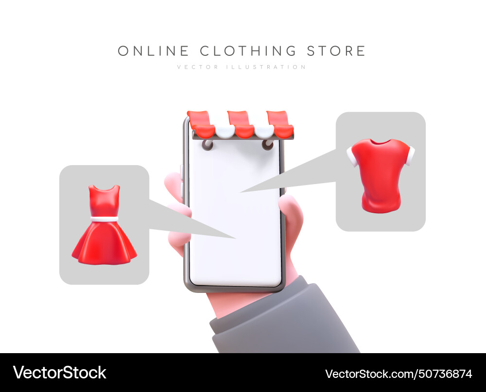 Online clothing store phone application realistic Vector Image
