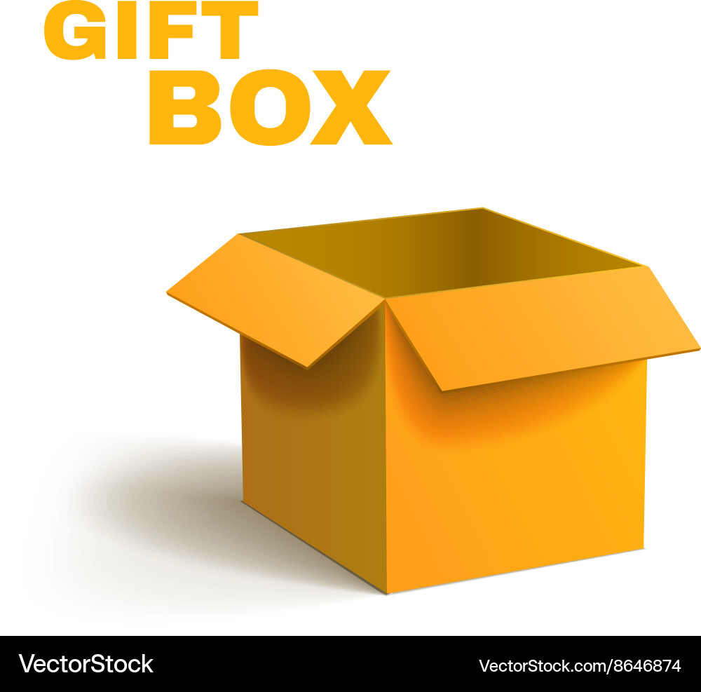 Open yellow box isolated on dark background Vector Image