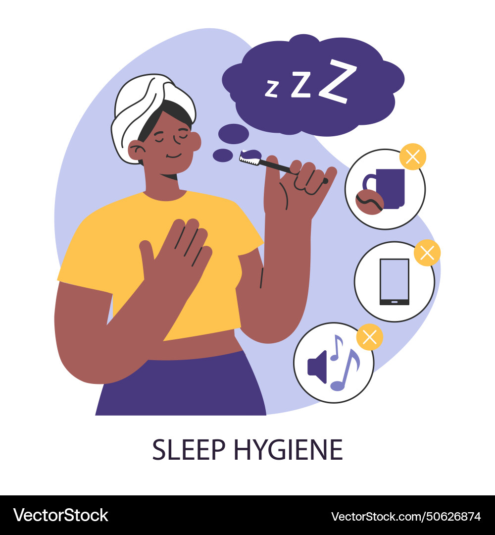 Sleep hygiene better routine peaceful Royalty Free Vector