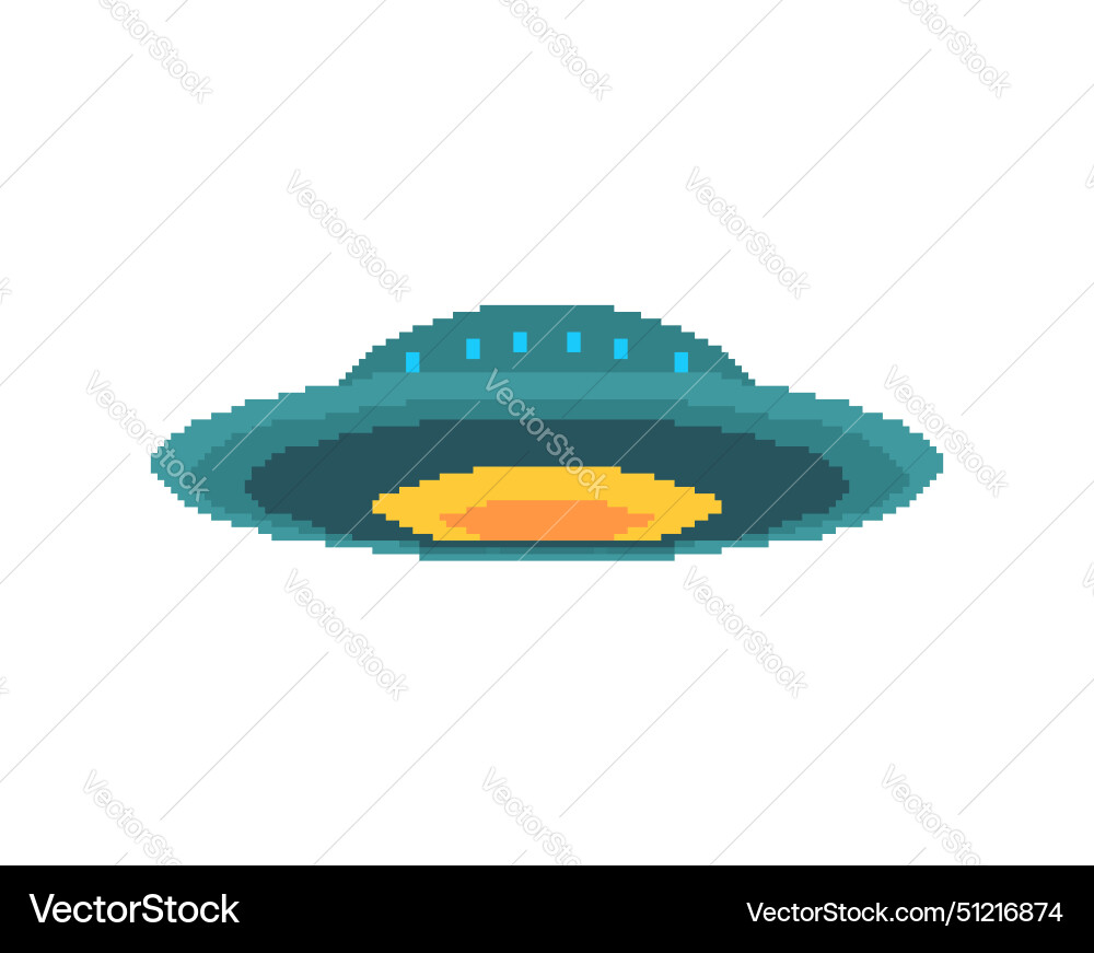 Ufo pixel art pixelated flying saucer isolated 8 Vector Image