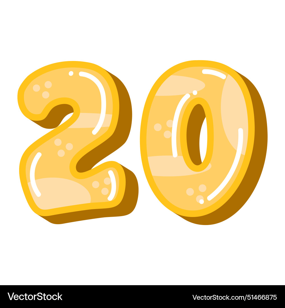 Cute funny number 20 Royalty Free Vector Image