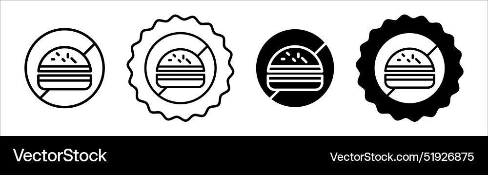 Forbidden burger icon symbol set collection Vector Image