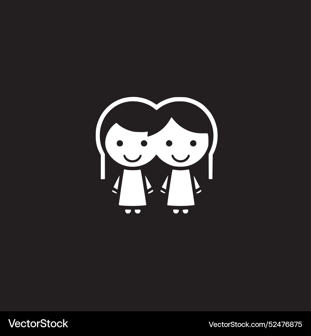 Friends - minimalist and flat logo Royalty Free Vector Image