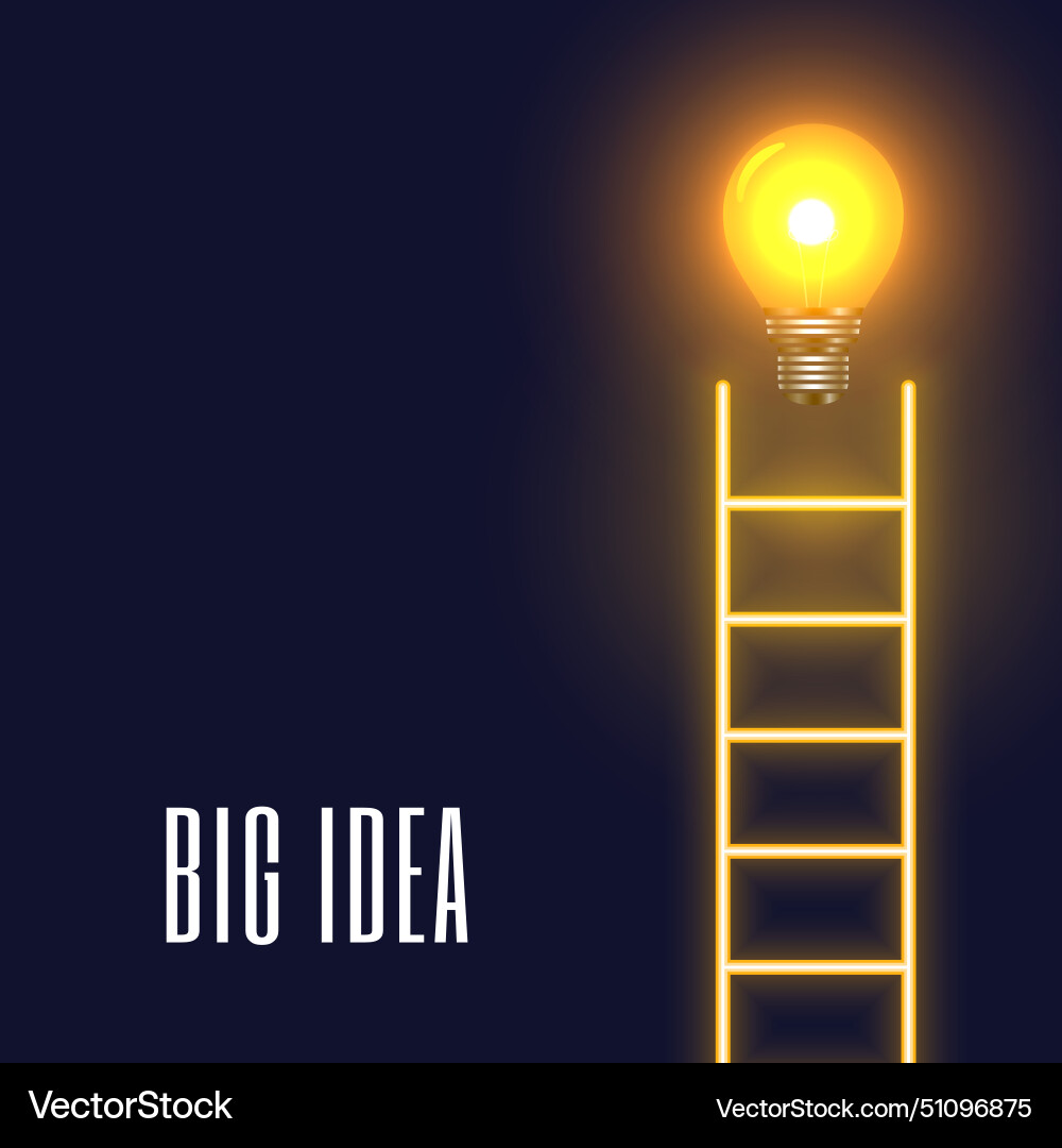 Glowing ladder and light bulb design represent Vector Image