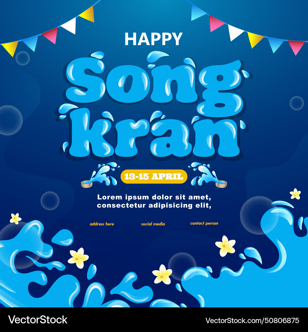 Happy songkran poster template Royalty Free Vector Image