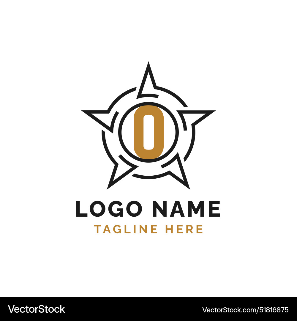 Letter o star logo design alphabet Royalty Free Vector Image