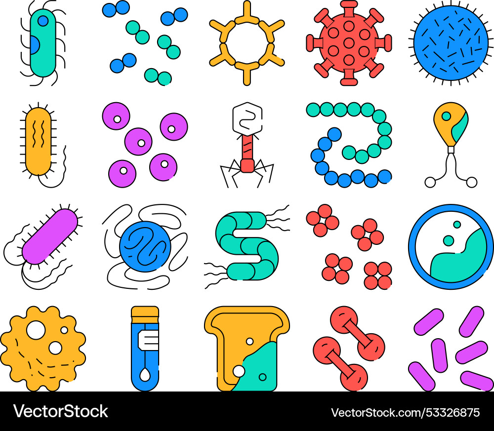 Pathogen virus disease collection icons set Vector Image