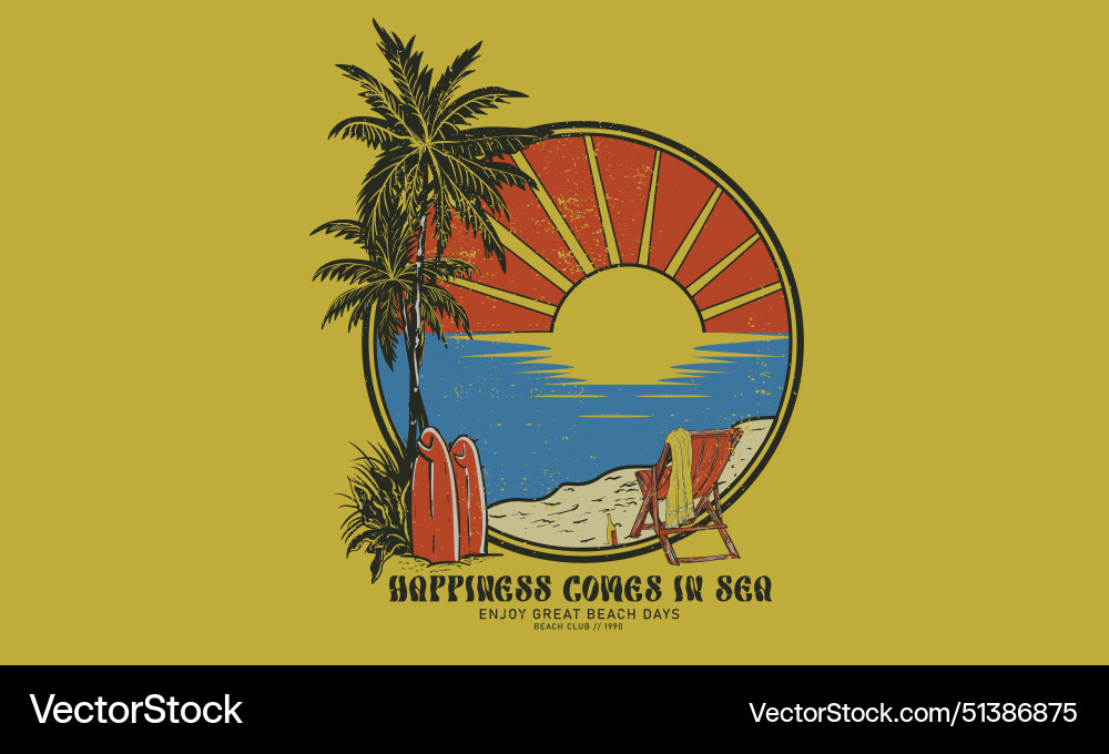 Sunshine beach print design Royalty Free Vector Image