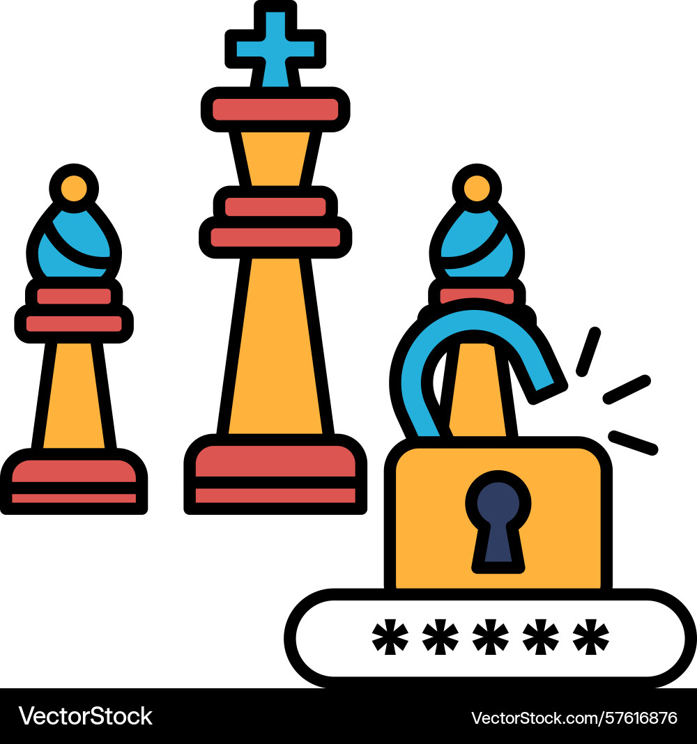 A cartoon of chess game with lock Royalty Free Vector Image