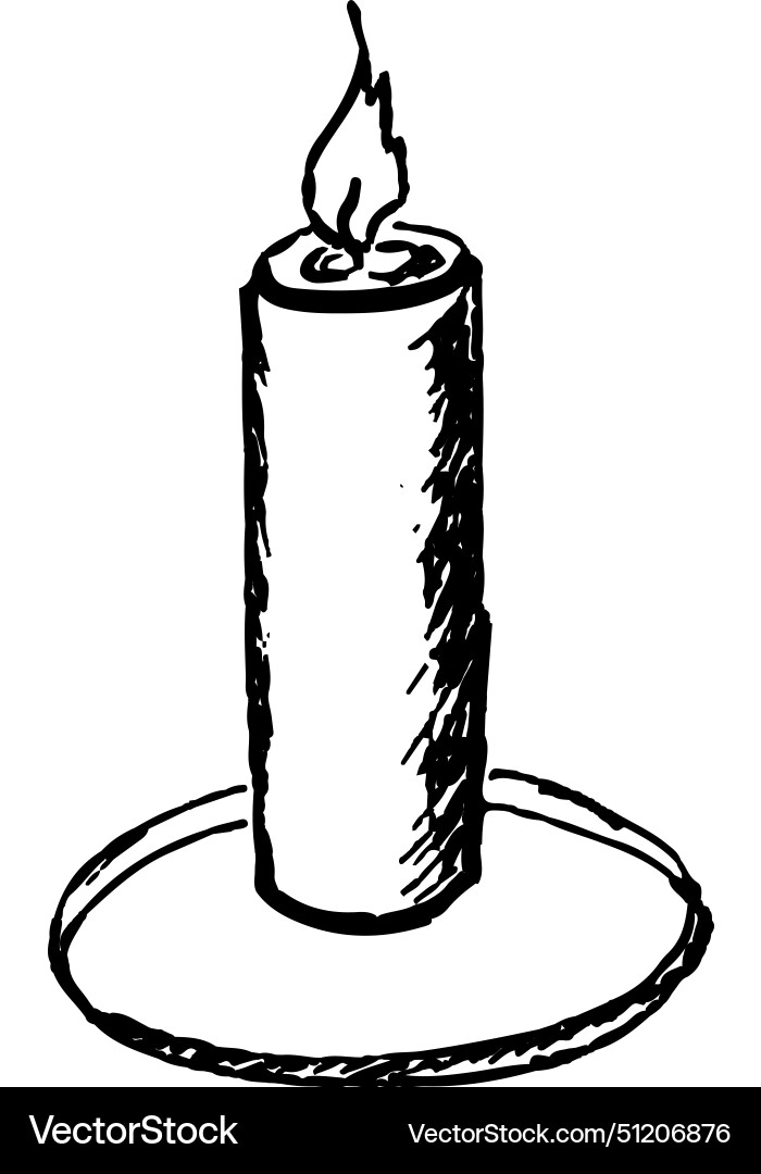 Candle interior a sketch hand-drawn drawing Vector Image