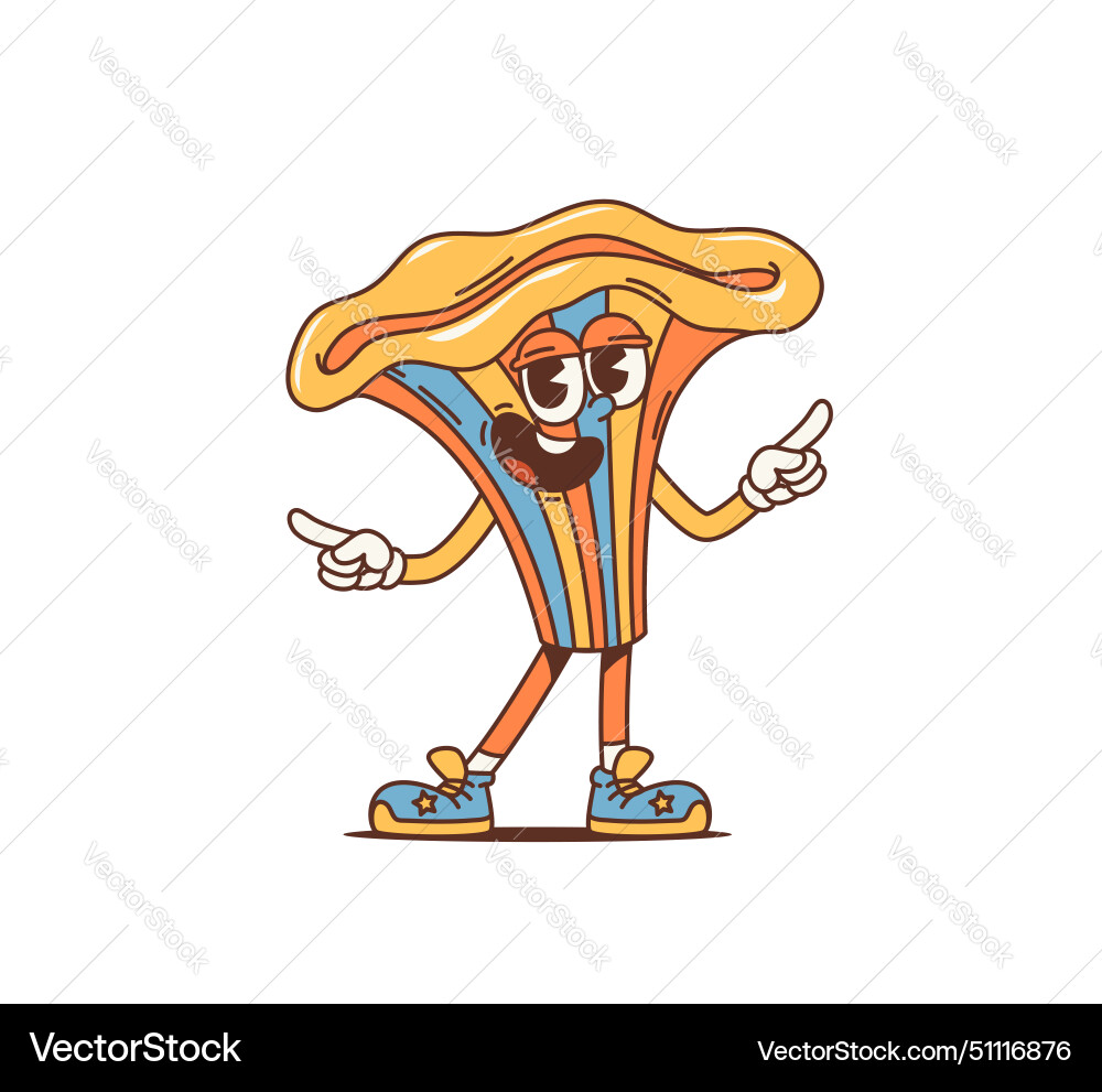 Cartoon mushroom groovy psychedelic character Vector Image