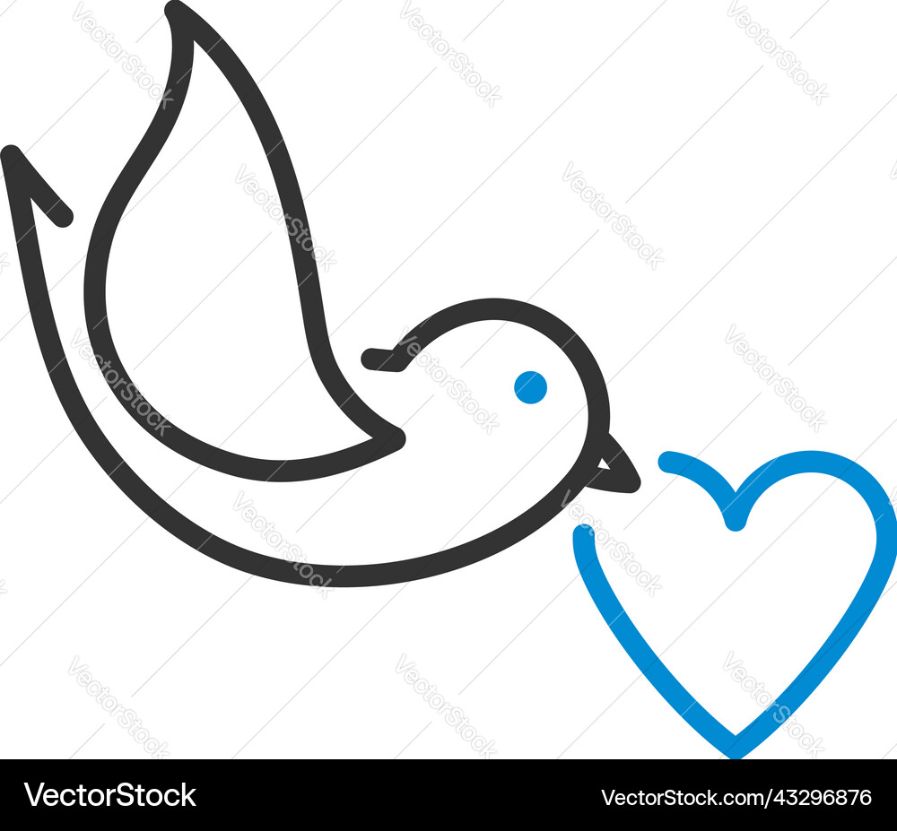 Dove with heart icon Royalty Free Vector Image