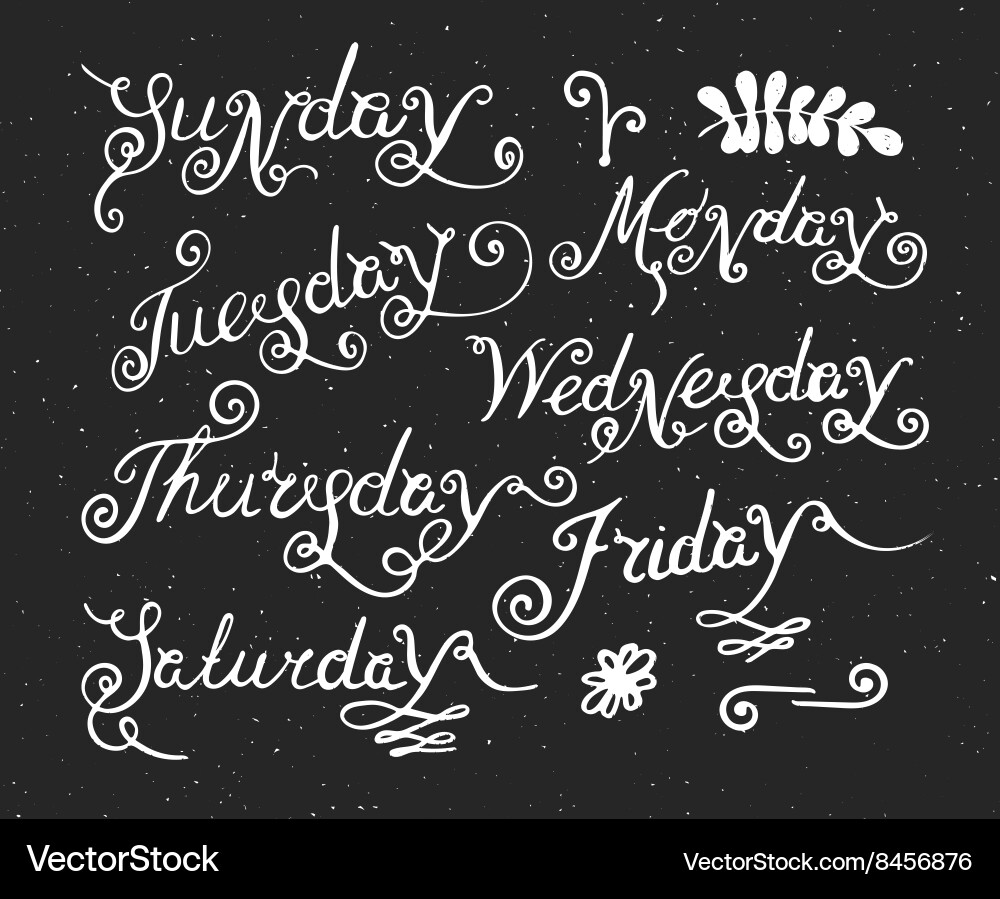 Handwritten days of the week Royalty Free Vector Image