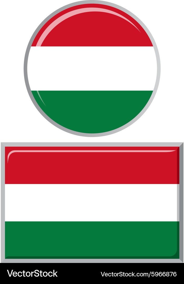 Hungarian Flag - Round & Square Icon Vector Image